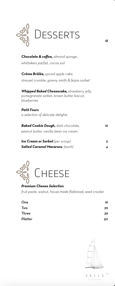 Menu - Sails Restaurant