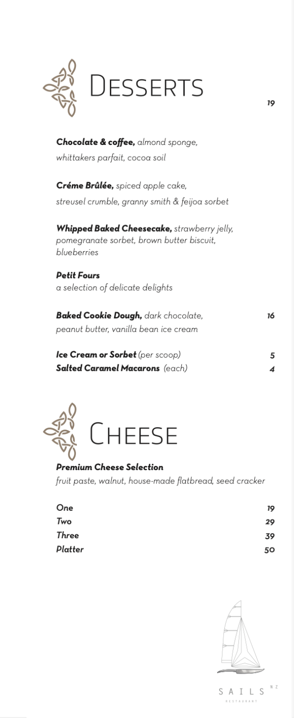 Menu - Sails Restaurant